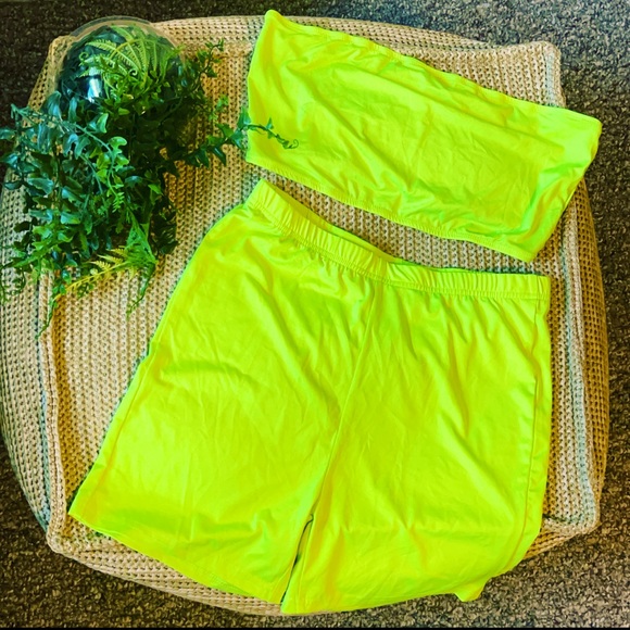 SHEIN | Other | Shein Neon Crop Top Short Set | Poshmark